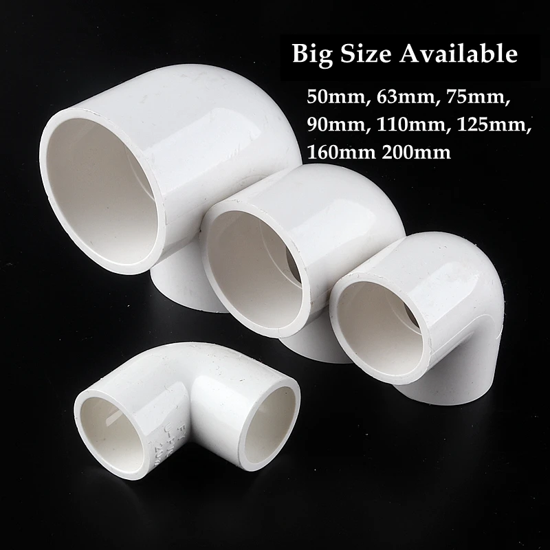 Big-Size-63-200mm-Inner-Dia-PVC-Pipe-Water-Supply-90-Elbow-Connector ...