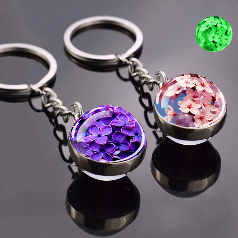 Luminous Flower Keyring Rose Lotus Cherry Blossoms Sunflower Keychain ...