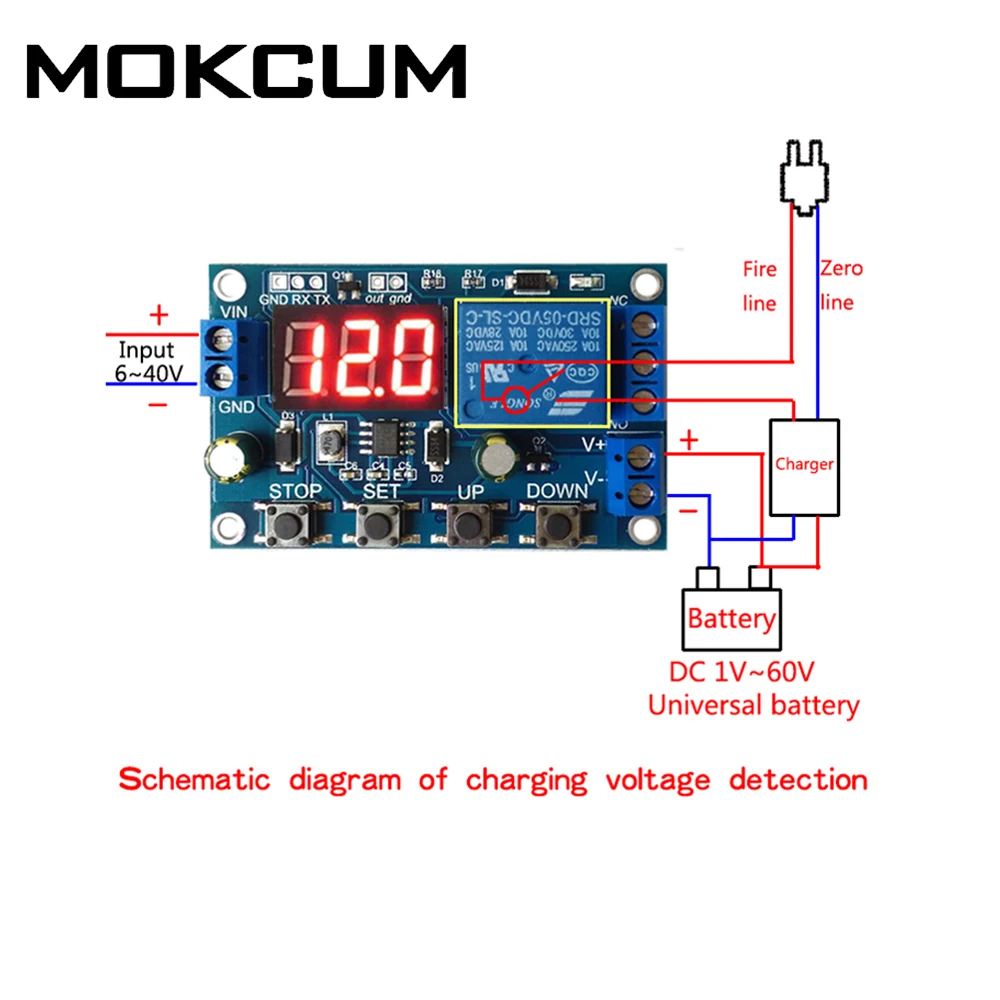 Dc 6-40v Battery Charger Discharge Module Timer Auto Cut Off Disconnect ...