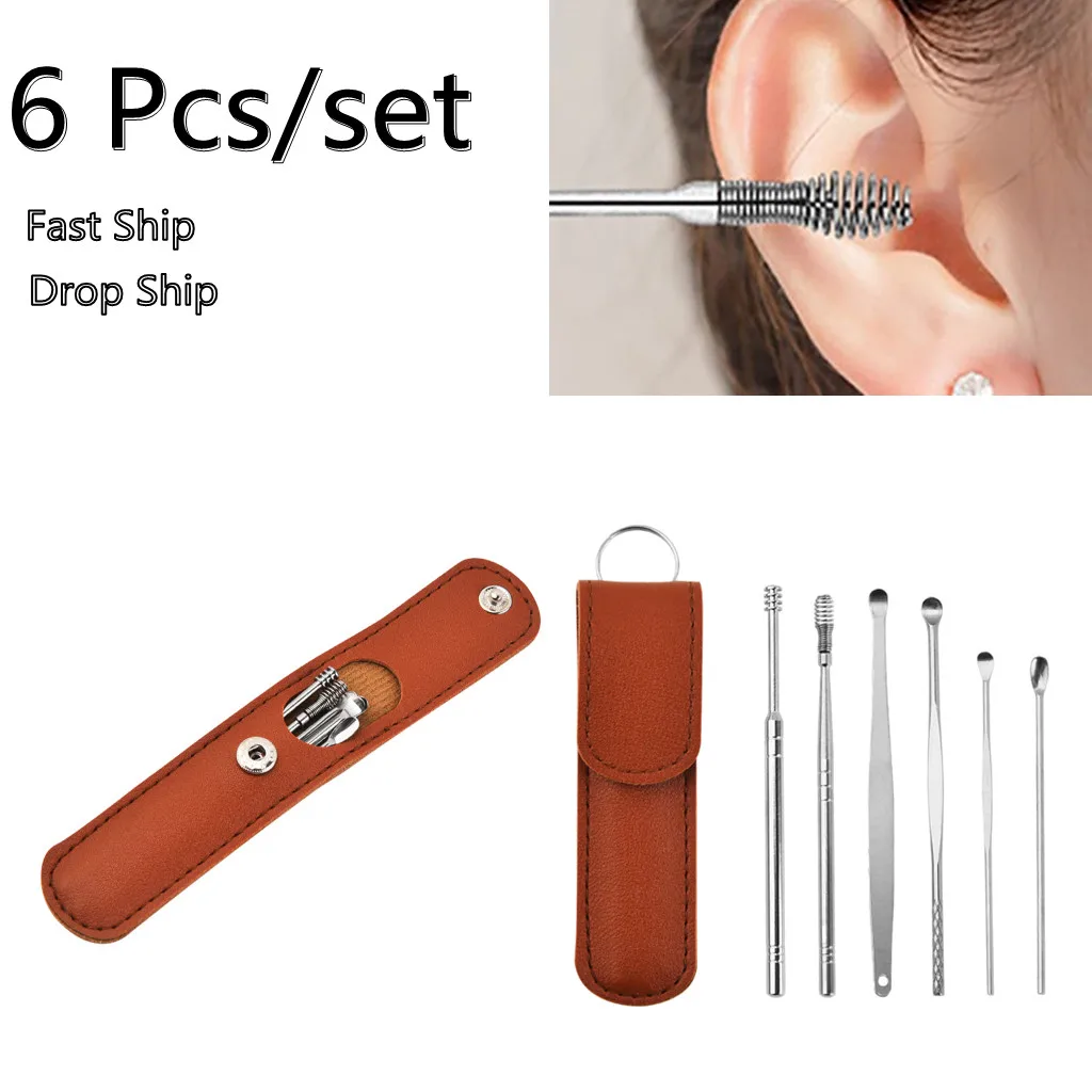 6Pcs-Ear-Cleaner-Earwax-Removal-Tool-Stainless-Steel-Earpick-Curette ...
