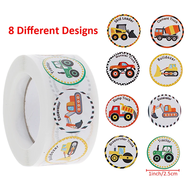New-Truck-Stickers-For-Kids-Perforated-Stationary-Stickers-Construction ...