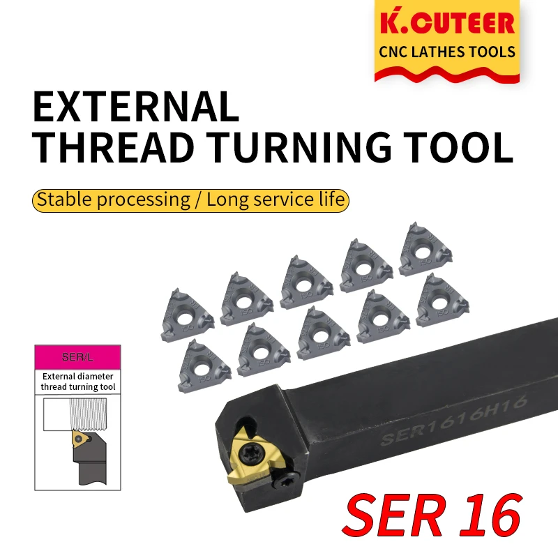 SER1212H16 SER2020K16 SER2525M16 External Thread Turning Tools Lathe ...