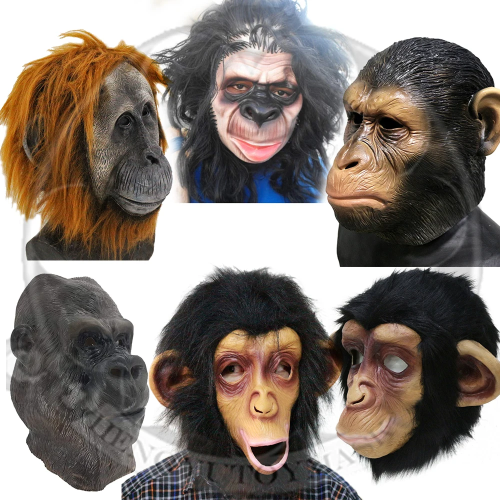 Realistic-Orangutan-Latex-Masks-Animal-Monkey-Mask-Funny-Gorilla-Chimp ...