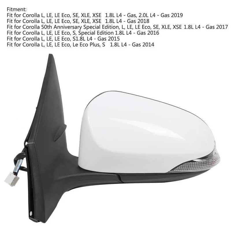 Rear View Side Mirror Assembly W/Signal Lamp Left Driver 87940-02E00 Fit for Toyota Corolla 2014 ...