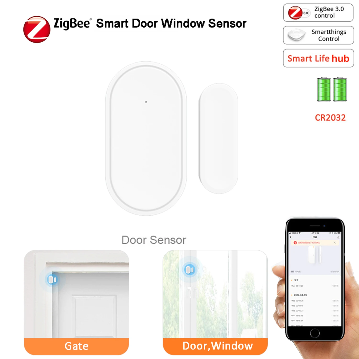Mini Tuya Zigbee Smart Door Sensor Door Open / Closed Detectors Magnetic Switch Window Sensor ...