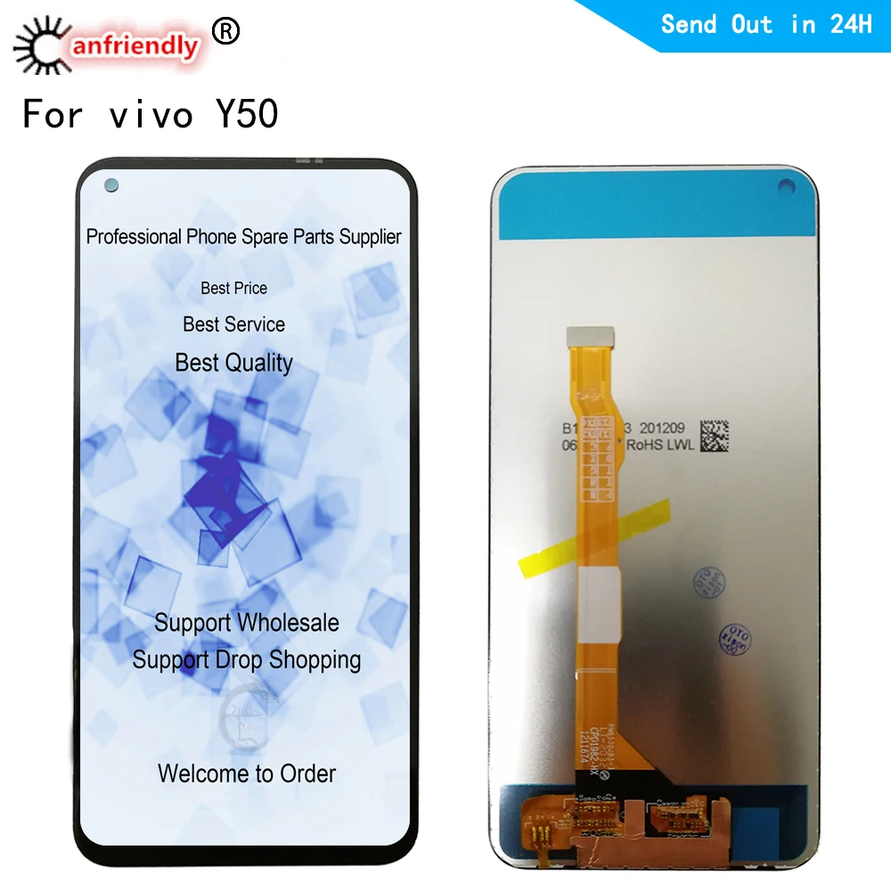 6.53 "IPS LCD Vivo Y50 1935 LCD 디스플레이 화면 터치 패널 센서 디지타이저 어셈블리 교체 LCD ...