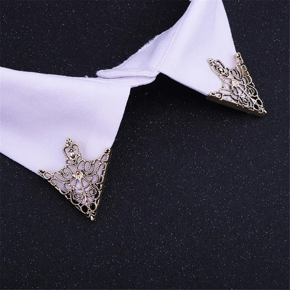 Vintage Fashion Triangle Shirt Collar Pin Hollowed Out Crown Collar ...
