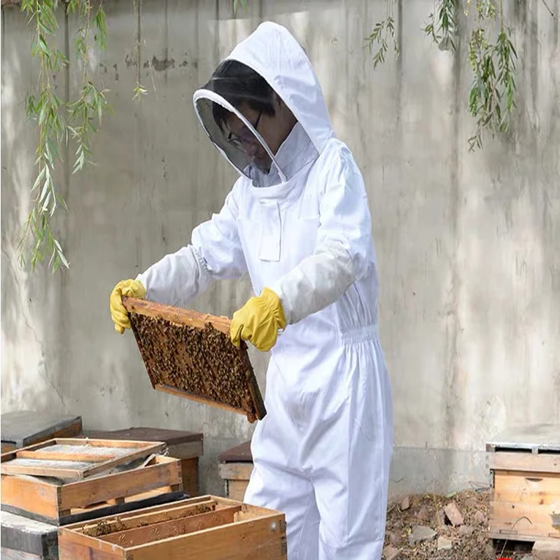 Cotton Full Body Beekeeping Clothing Veil Hood Hat Clothes Jacket ...