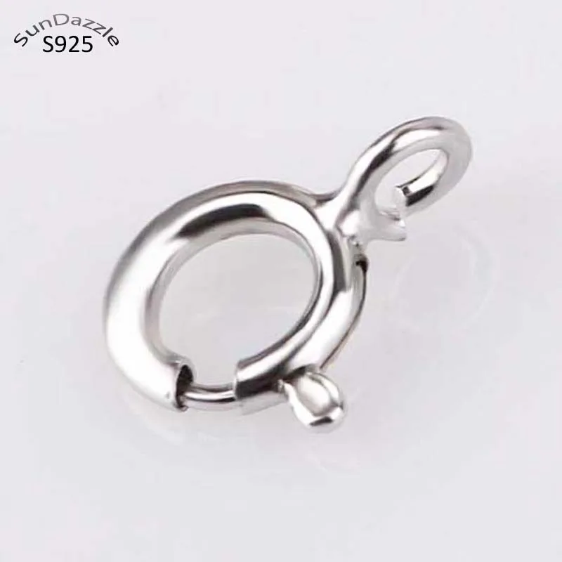 Genuine-Real-Pure-Solid-925-Sterling-Silver-Round-Spring-Clasp-Buckle ...