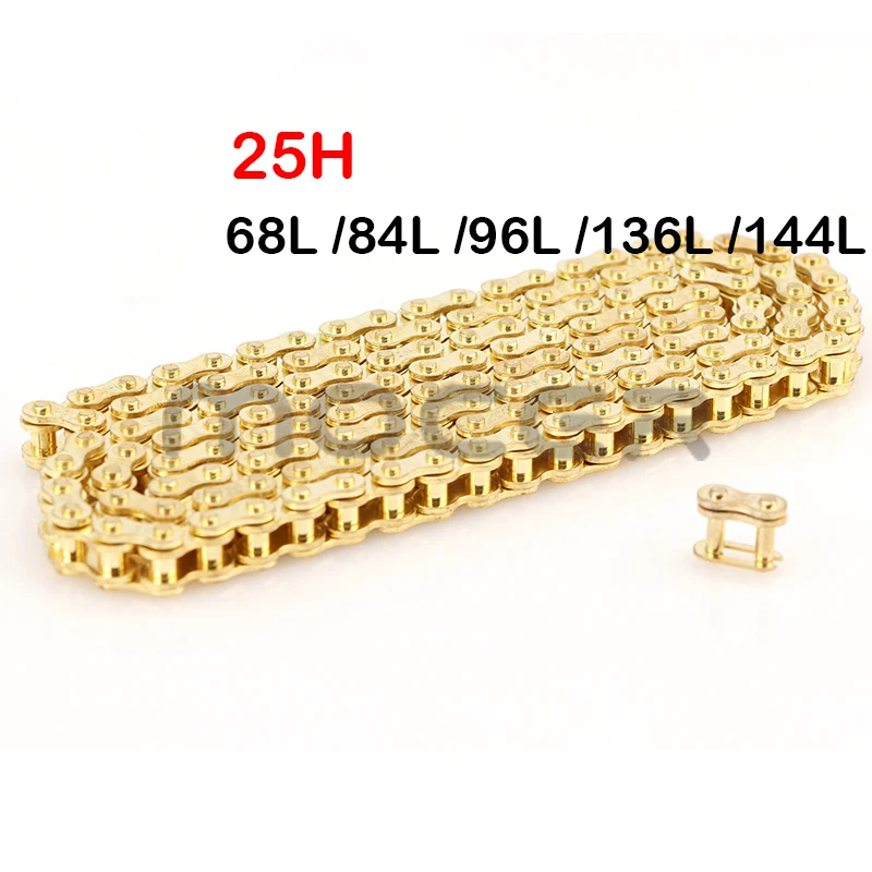 Motorcycle 25H chains 68L-158L Link Golden Chain For 47cc 49cc Pocket ...