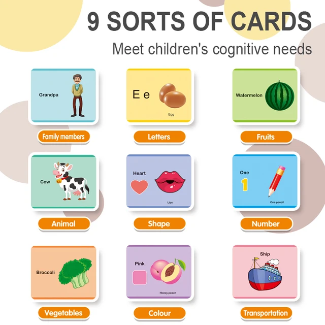 Flashcards Early Educational English Cards Readers Baby Toys Learning ...