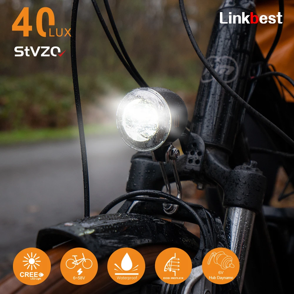 Linkbest Ebike Headlight Led Bicycle Front Light Waterproof Ipx-5 For ...
