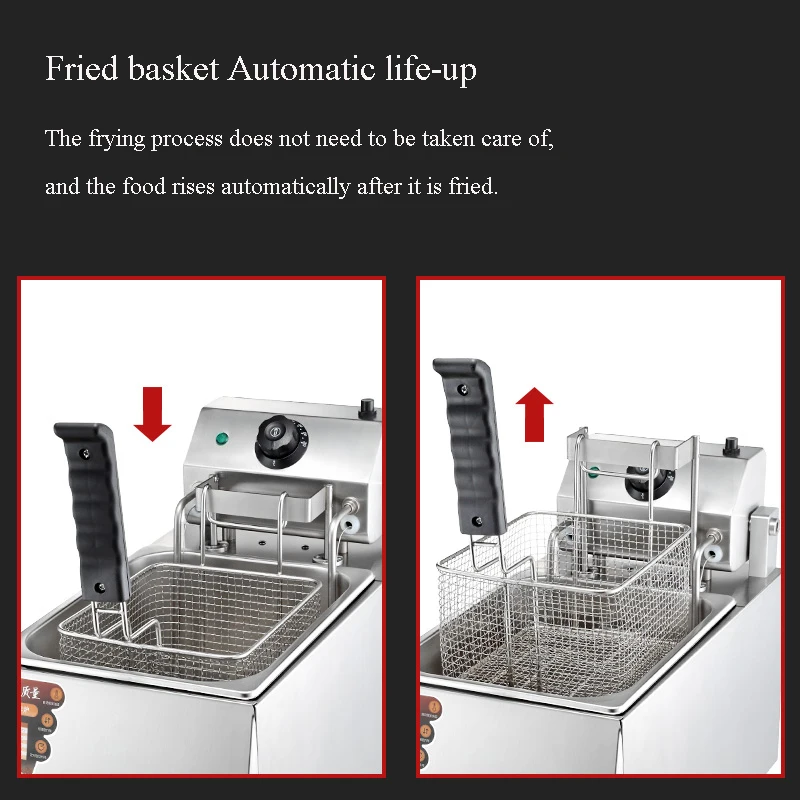 Commercial 8L Countertop Auto lift-up electric fryer fully automatic ...
