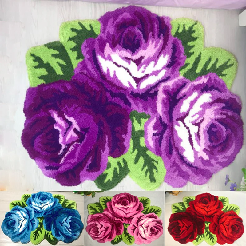 New arrival free shipping red rose shape anti slip rug art rug 80*60cm ...
