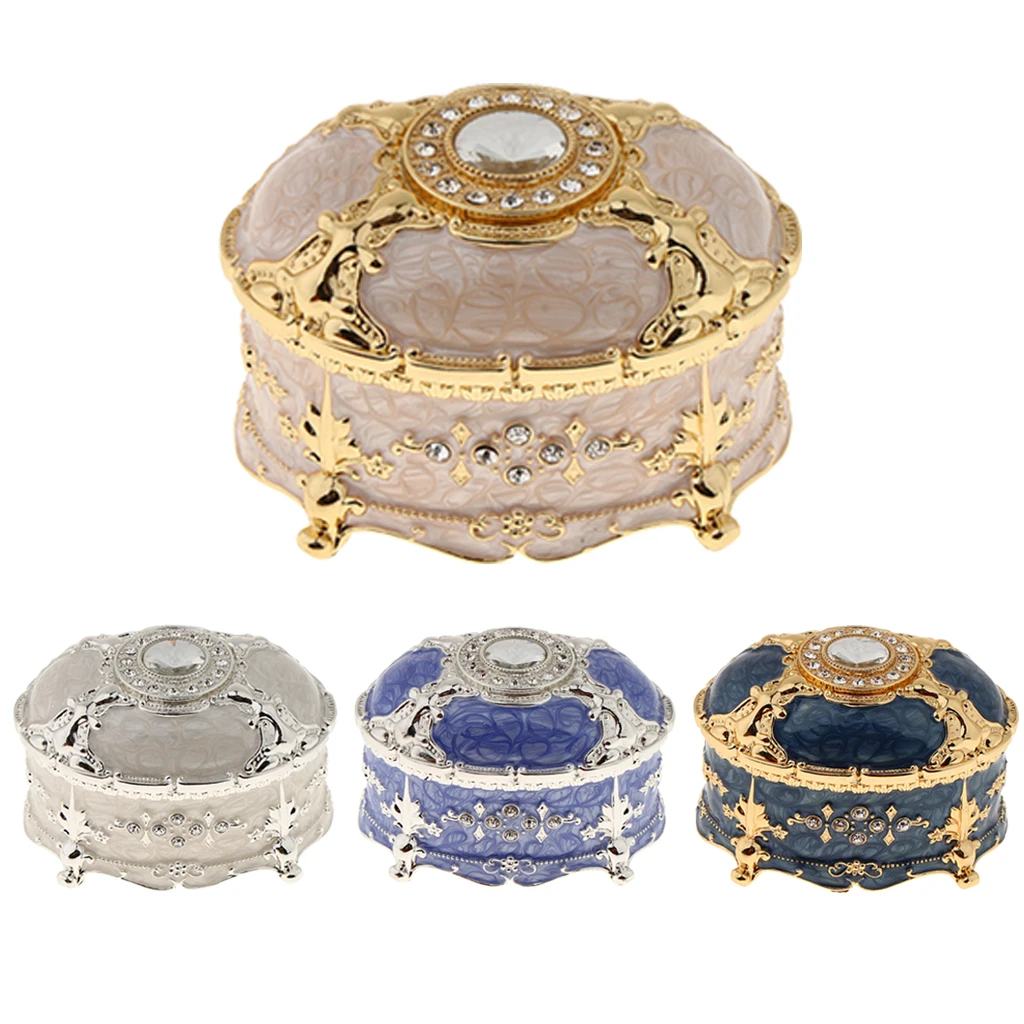 Luxury Vintage Metal Jewelry Box Ring Trinket Case Jewelry Bracelet ...