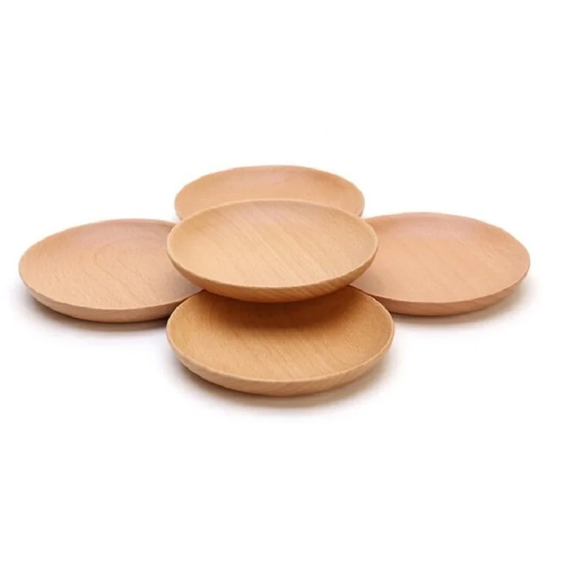 Small Round Wooden Plates | Plate Wooden Handle | Wooden Round Thick ...