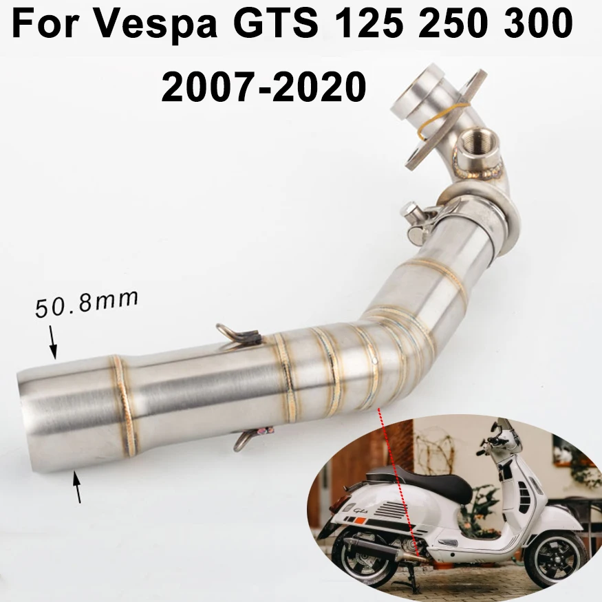 For-GTS-Motocross-Exhaust-Middle-Pipe-For-Vespa-GTS-125-250-300-2007 ...
