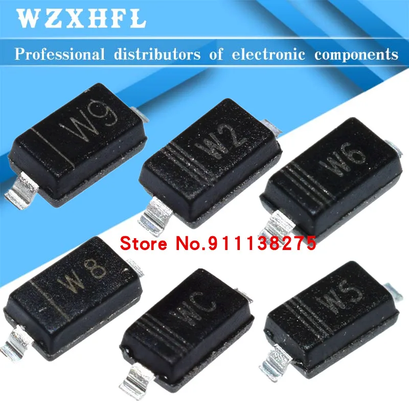 100Pcs-SMD-Zener-Diode-SOD-123-BZT52C2V4-WX-BZT52C2V7-W1-BZT52C3V0-W2 ...