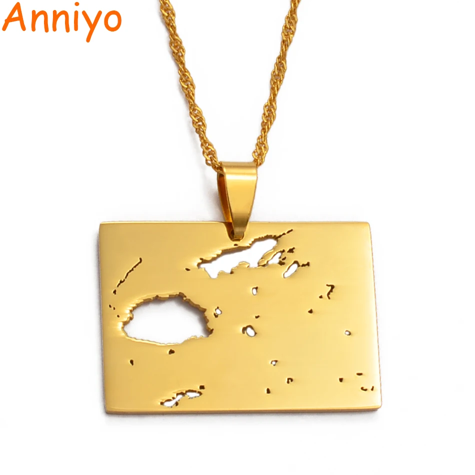 Anniyo Fiji Country Map Pendant Necklace Gold Color Jewelry Maps Of ...