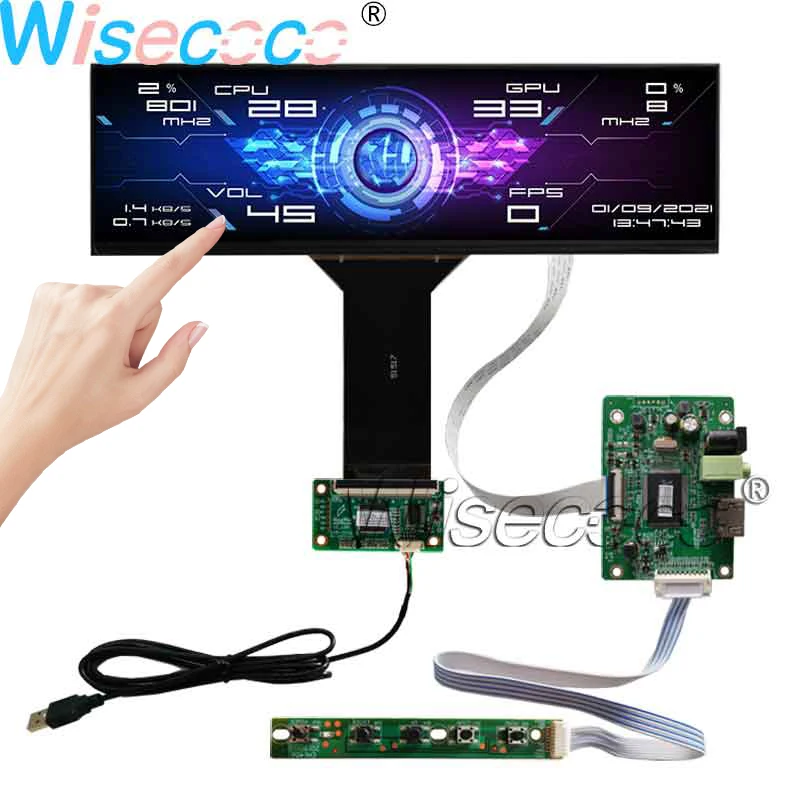 Wisecoco 12.6 Inch IPS Long Strip Bar LCD Display 1920*515 Resistive ...