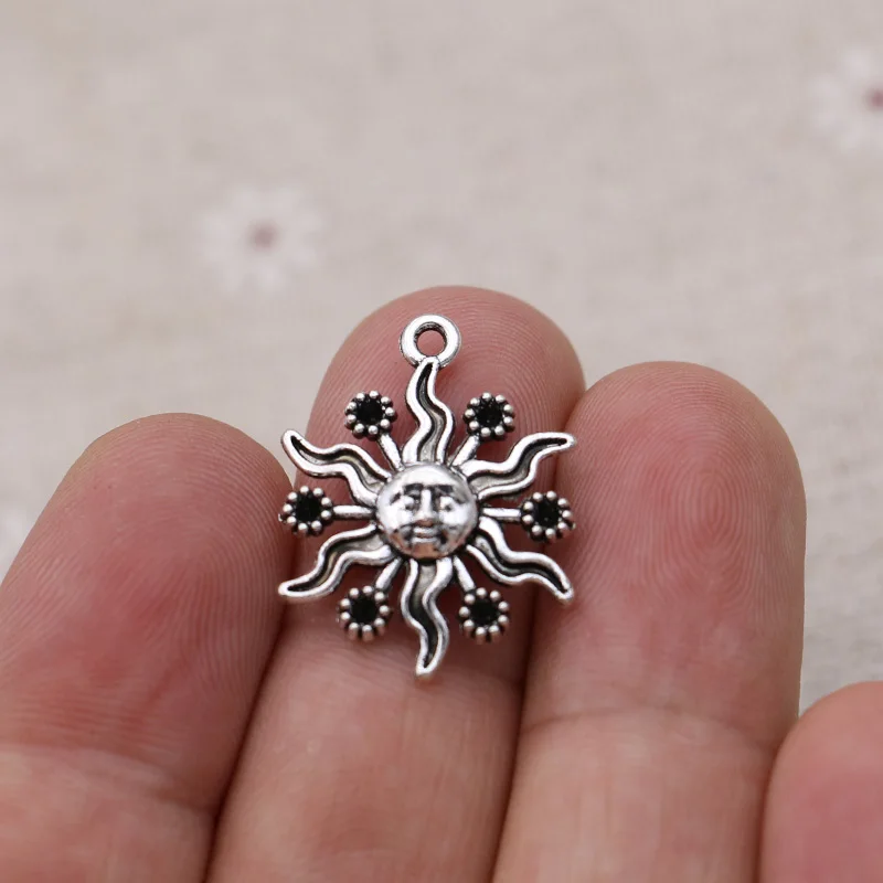 Craft Antique Silver Plated Sun Charm Pendants for Jewelry Making ...