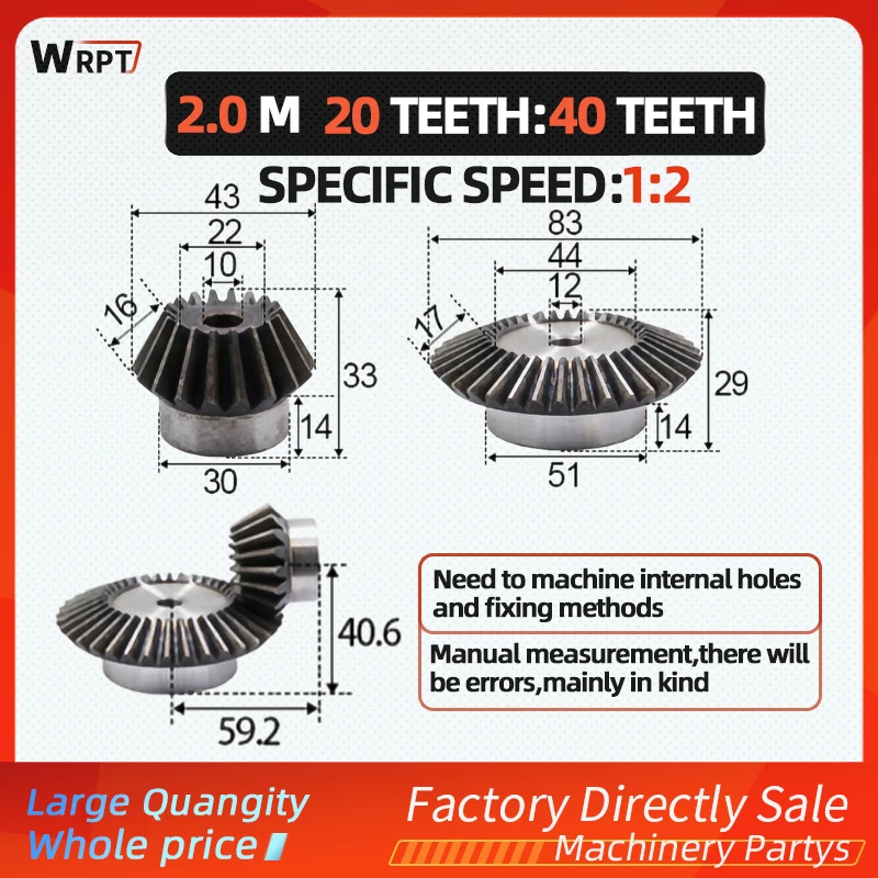 Precision bevel gear 90 degree drive bevel gear2M20Teeth:40Teeth ...