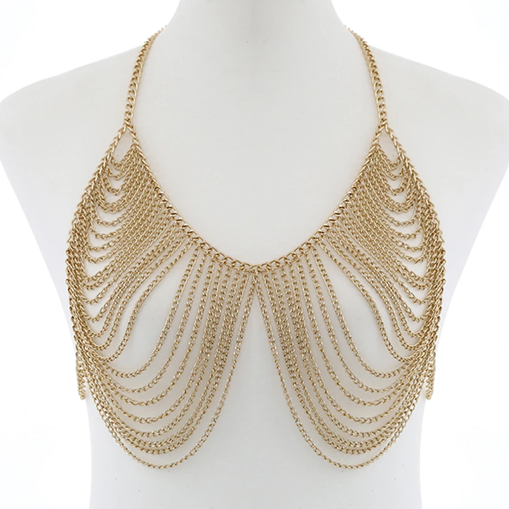 Sexy Body chain Bra Bikini Body Chain women Statement Metal bra chain ...