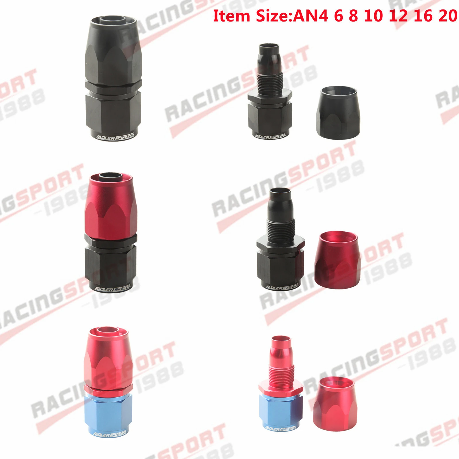 Adlerspeed Aluminium An Fittings Adapter Oil Fuel Reusable Fitting Hose End Straight An4/6/8/10 ...