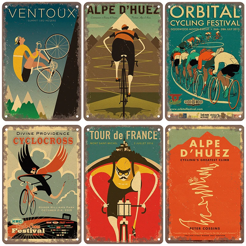 Vintage Bicycle Poster Metal Signs Plaque Retro Bike Cyclocross Metal ...