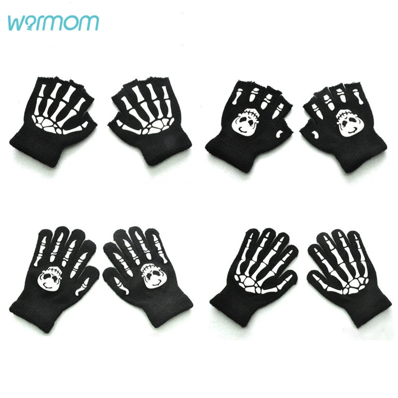 Warmom Children Kids Halloween Gloves Luminous Skull Baby Boys Girls ...