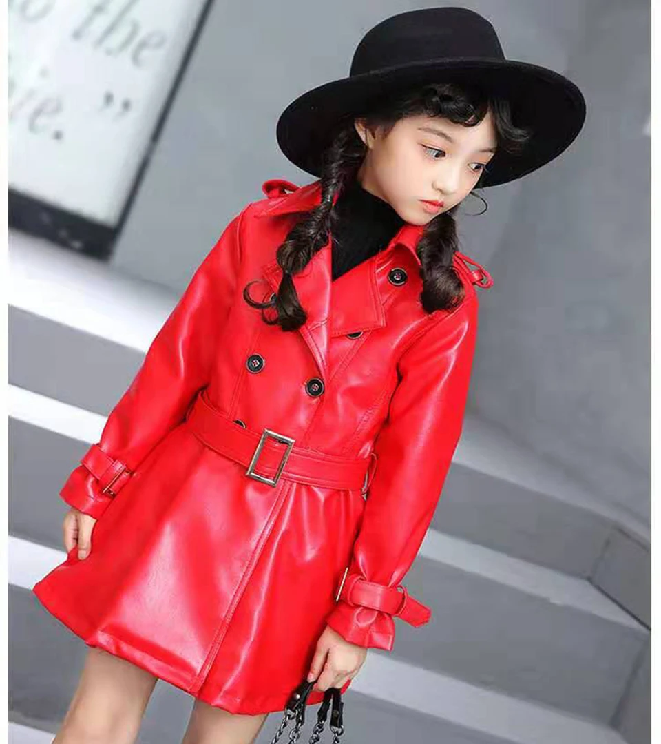 Girl Jackets Coat Kids Pu Leather Jacket Children Spring Autumn ...