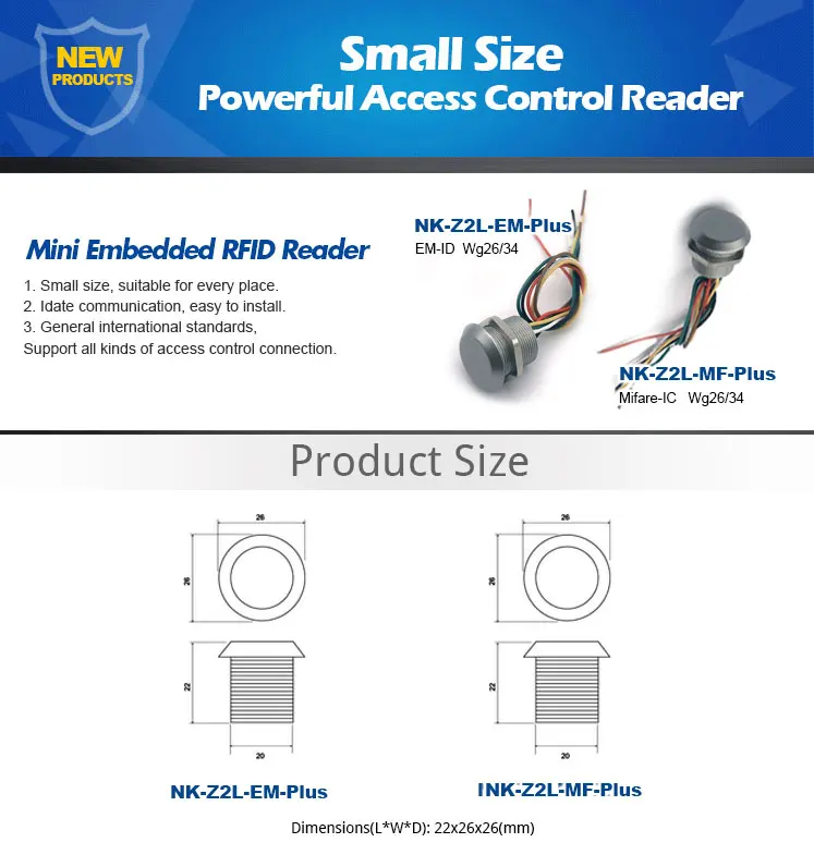 Nordson Mini RFID Proximity IC Card Reader Metel IP68 Waterproof 13.56 MHz Card Reader Wiegand26 ...