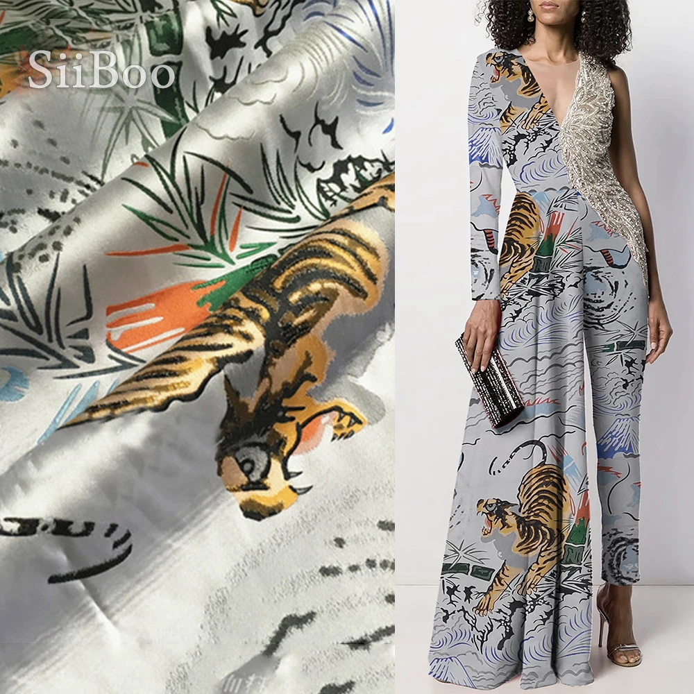 American style sexy tiger positioning jacquard fabric for dress tissu ...