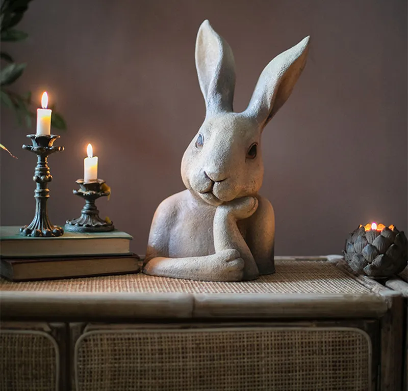 [MGT] European Creative resin sculpture Thinking rabbit modern home ...