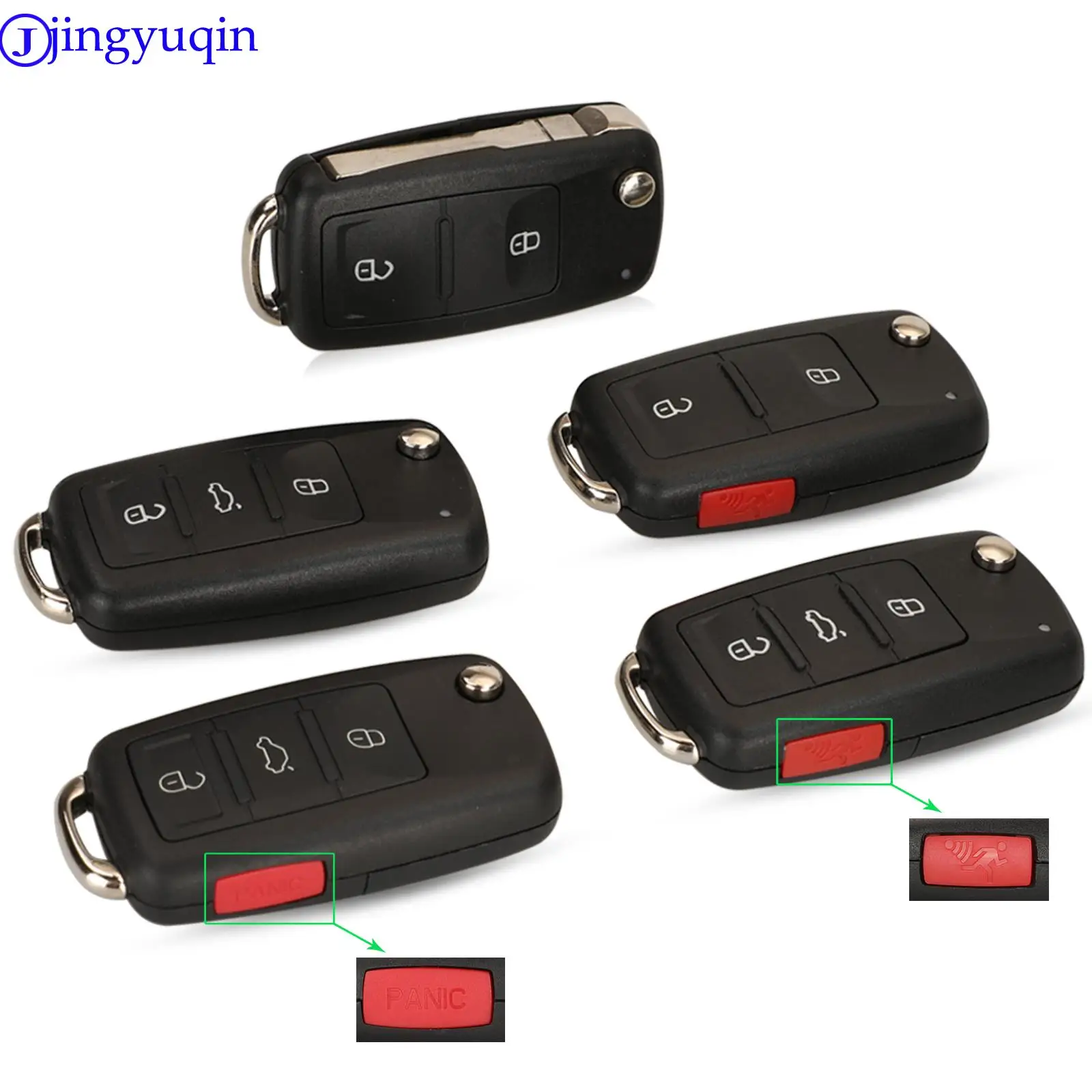 jingyuqin 2/3/4/5 Buttons Car Key Case Shell For VW/VOLKSWAGEN Caddy ...