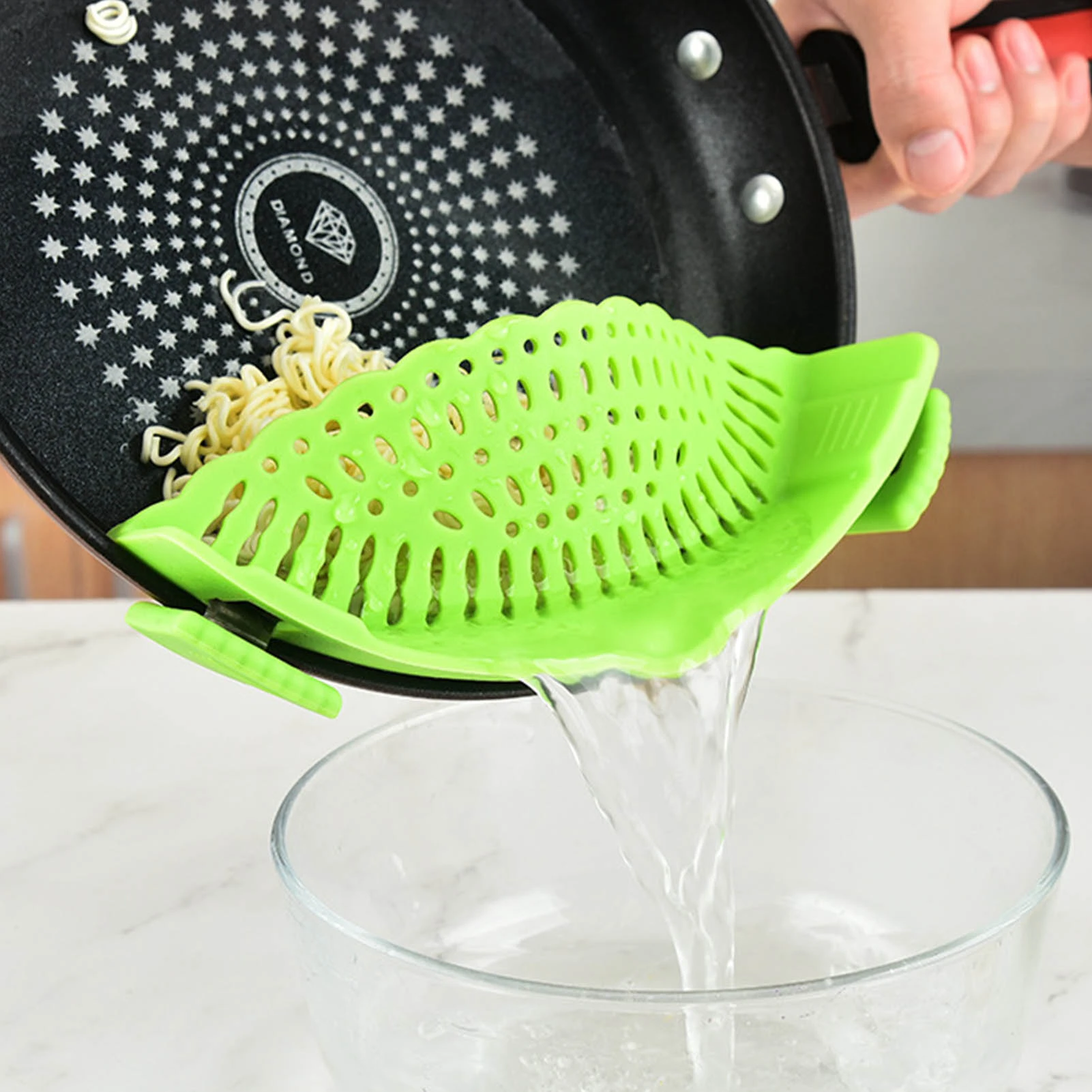 Silicone Clip-on Kitchen Food Strainer For Pasta, Meat Vegetables And ...