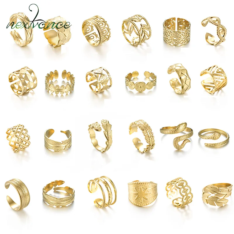 Nextvance Gold Vintage Rings Stainless Steel Gold Adjustable Women's ...