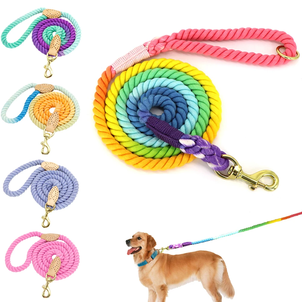 Colorful-Dog-Leash-Round-Cotton-Dogs-Lead-Rope-Cute-Rainbow-Pet-Long ...
