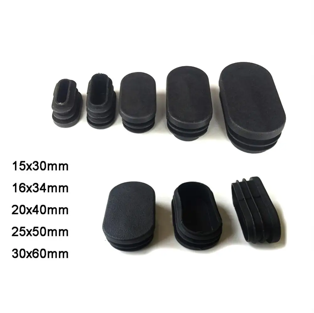 5/10/20pcs Oval Oblong Rectangle Plastic Black Blanking End Cap Tube ...