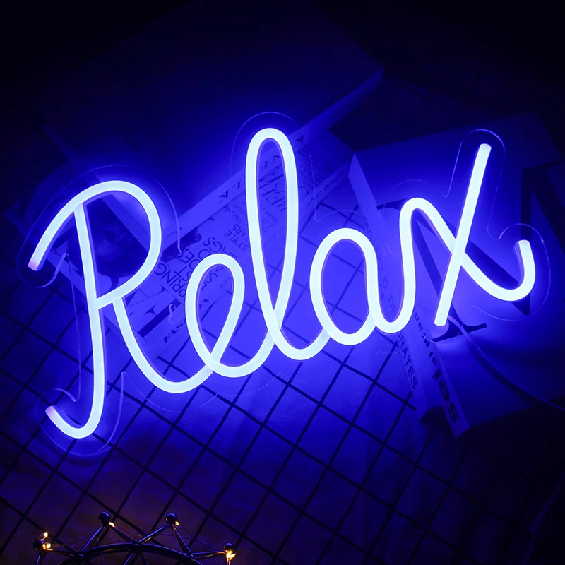 NEON,Relax--enseignes au néon Led avec mots de détente, lampes murales ...