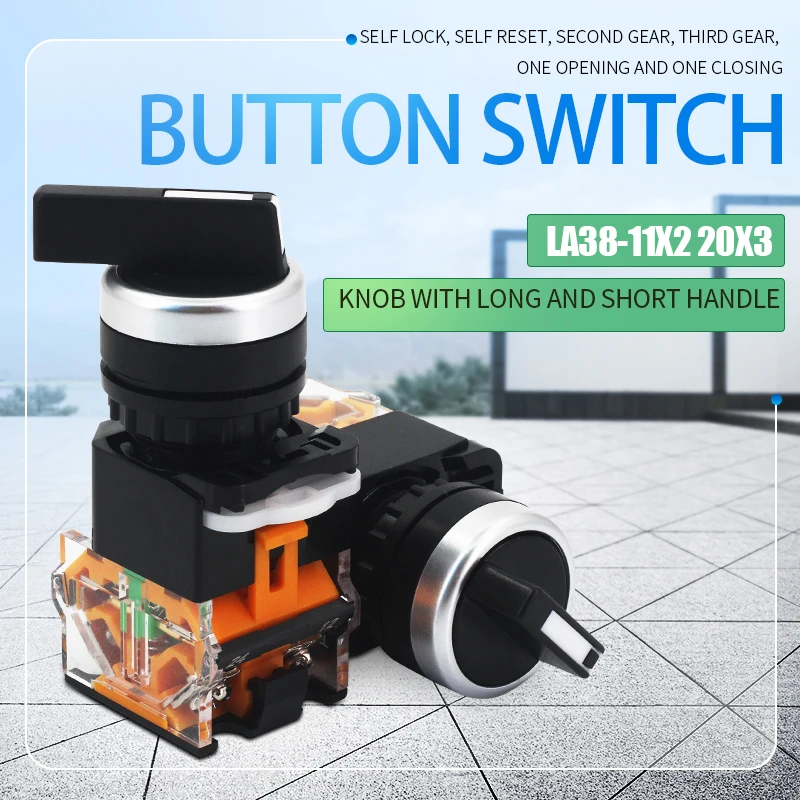 Select Button 22mm Self Locking Self Reset Knob Switch La38 11x2 20x3 2