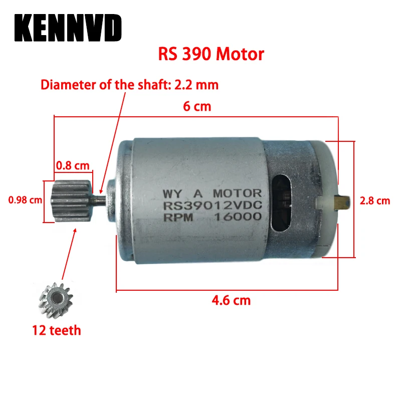 12T 6V 12V RS390 Four-Wheel Drive Children's Electric Car Motor, RS380 ...