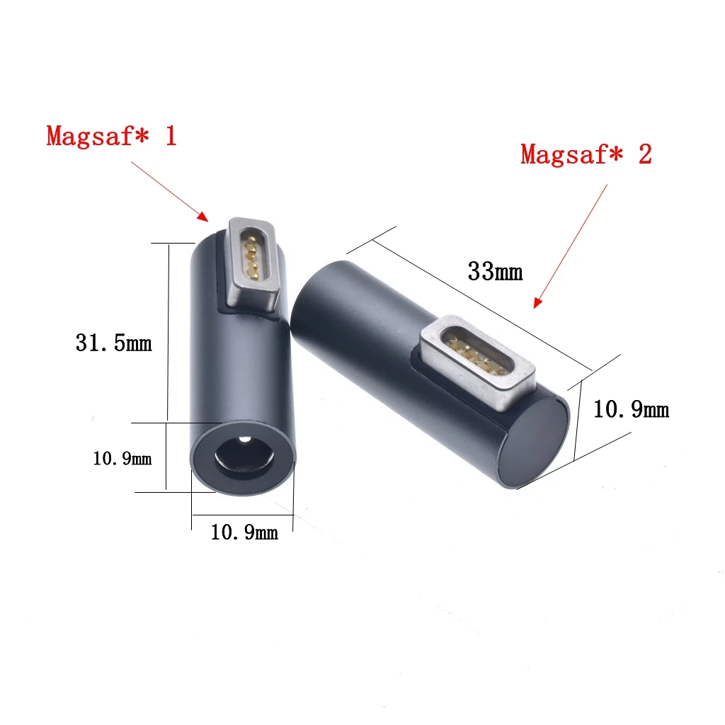 Female 5.5*2.1mm to male Magsaf* 1/2 T-Tip L-Tip Charger For Apple ...