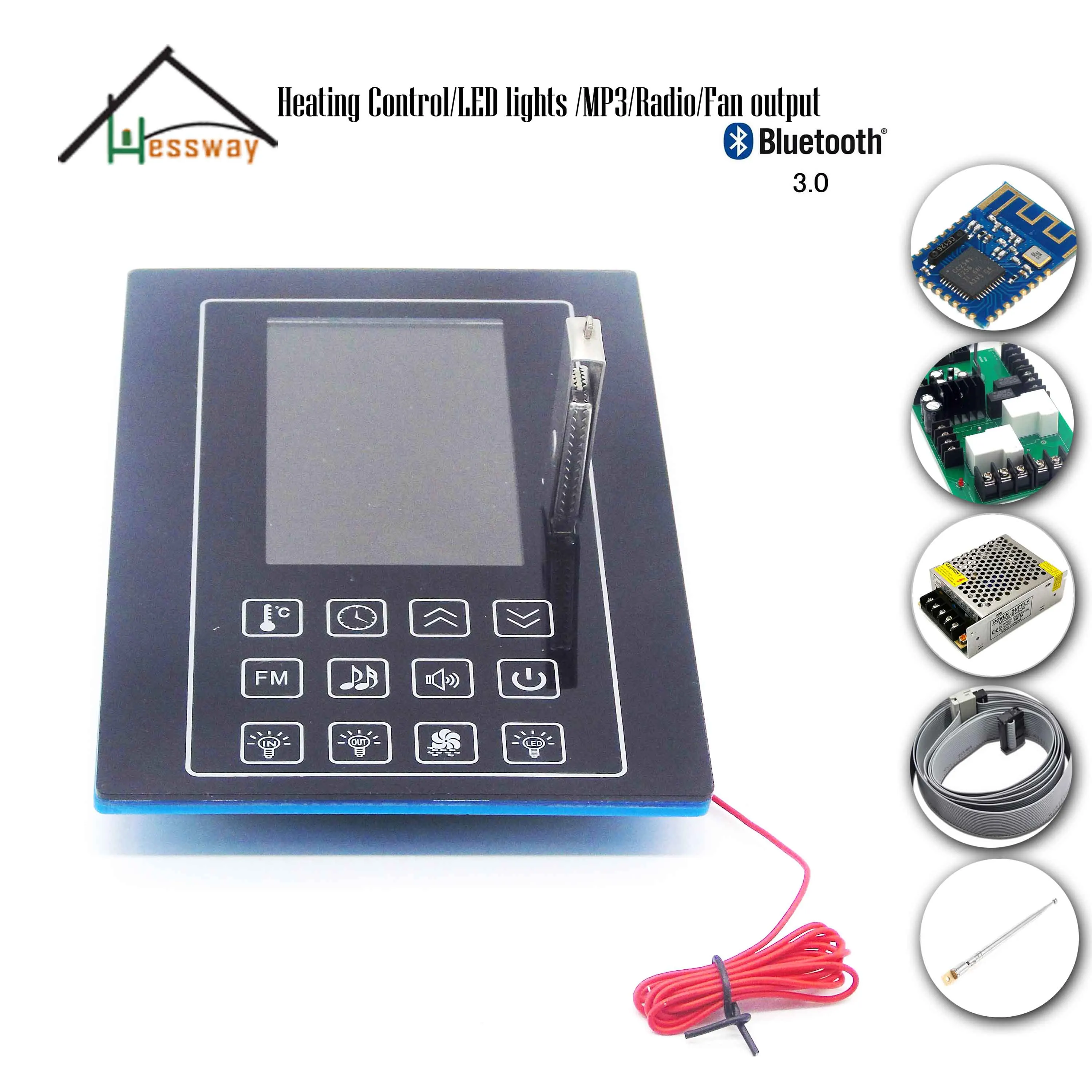 4500w 30a Element Heater Sauna Control Panel For Bluetooth Audio Music ...