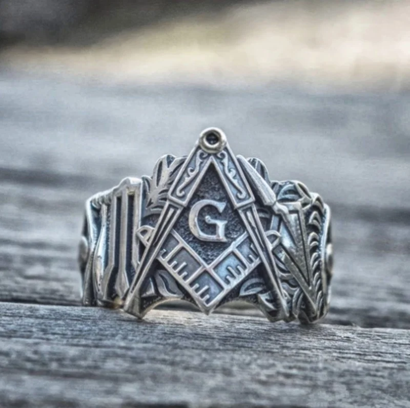 Male Masonic Ring Silveryalloy Masonic Symbol Ring Masonic Templar ...