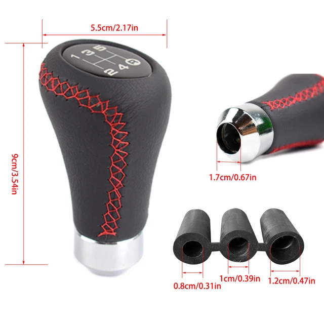 Aluminum Shift Knob M10 X 1.5 BLK LEATHER CHROME 6 SPEED MANUAL SHIFTER SHIFT Wrx Shift Knob