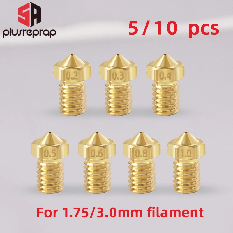 5/10pcs M6 Threaded Nozzle Full Metal 0.2/0.3/0.4/0.5/0.6mm Optional ...