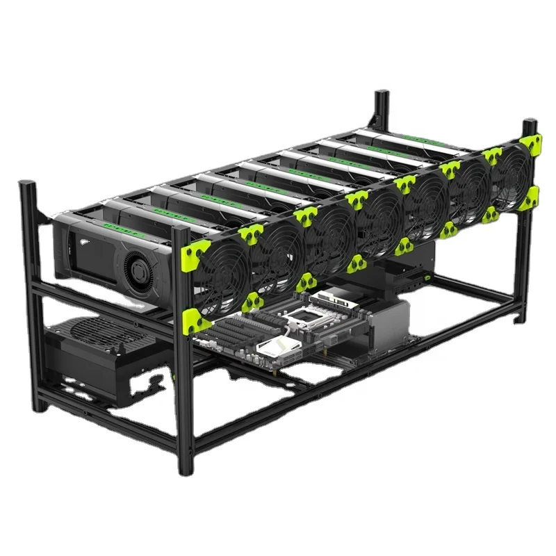 Aluminium Stapelbare Open Lucht Computer Toren 8 Gpu Frame Rack Case ...