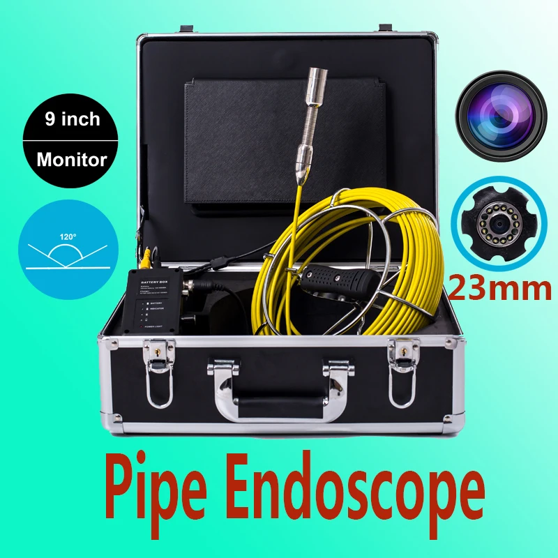 9inch-Large-LCD-Pipe-Endoscope-Camera-23mm-IP68-Waterproof-Drain-Sewer ...