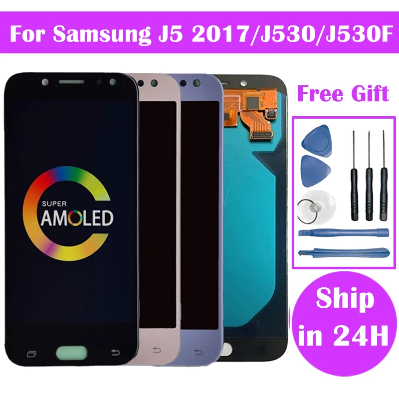 슈퍼 AMOLED 삼성 J5 2017 디스플레이 J530 J530F LCD 디스플레이 터치 스크린 디지타이저 어셈블리 J530 J530f LCD